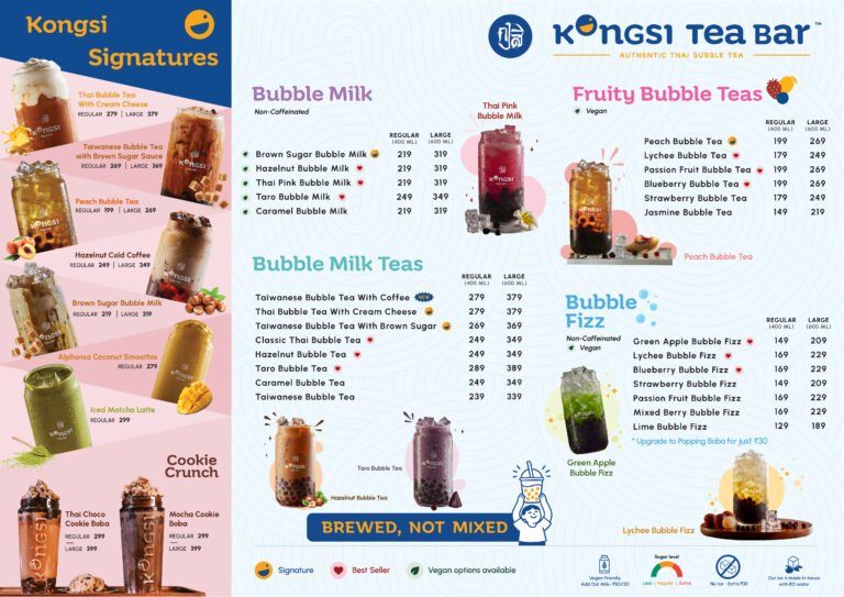 Menu at Kongsi Tea Bar | #1 Authentic Bubble Tea